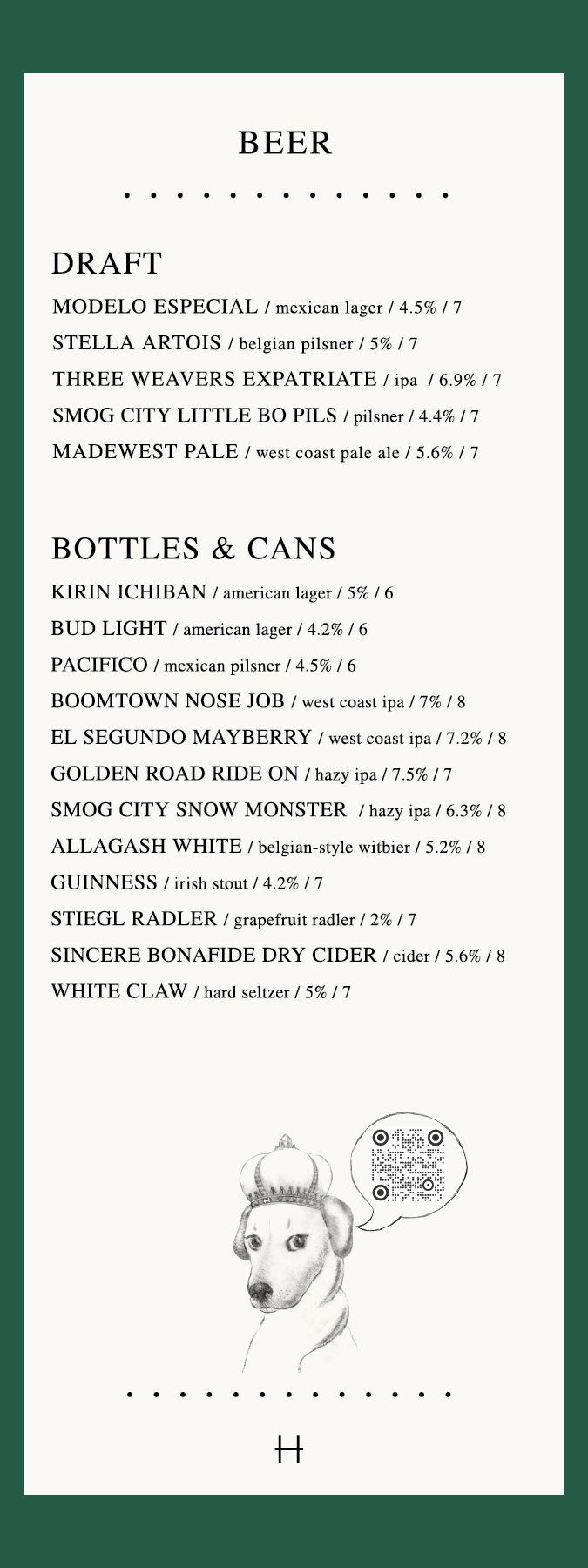 Cocktail Menu | Bar Henry l Echo Park